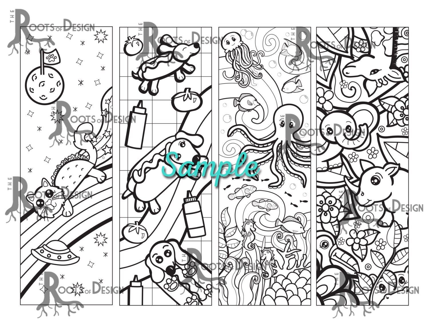 INSTANT DOWNLOAD Coloring Page - Color Your Own Fun Bookmarks Bundle ...