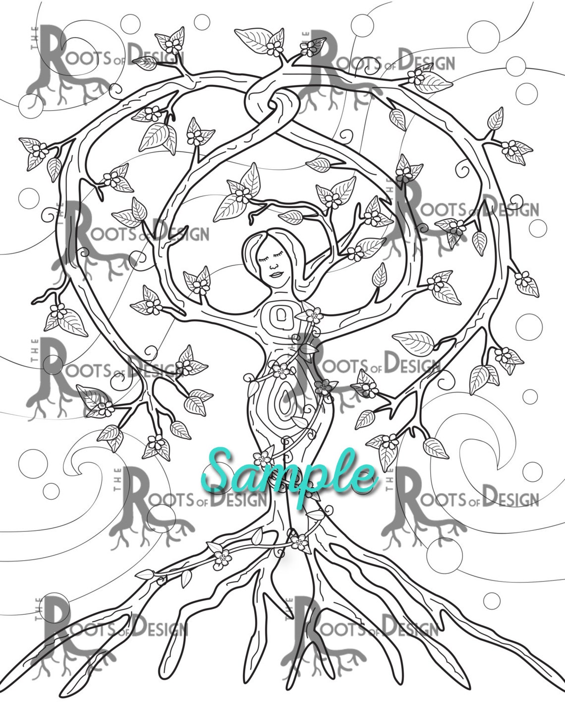 INSTANT DOWNLOAD Cute Christmas Tree Lady Page Print, Doodle Art ...