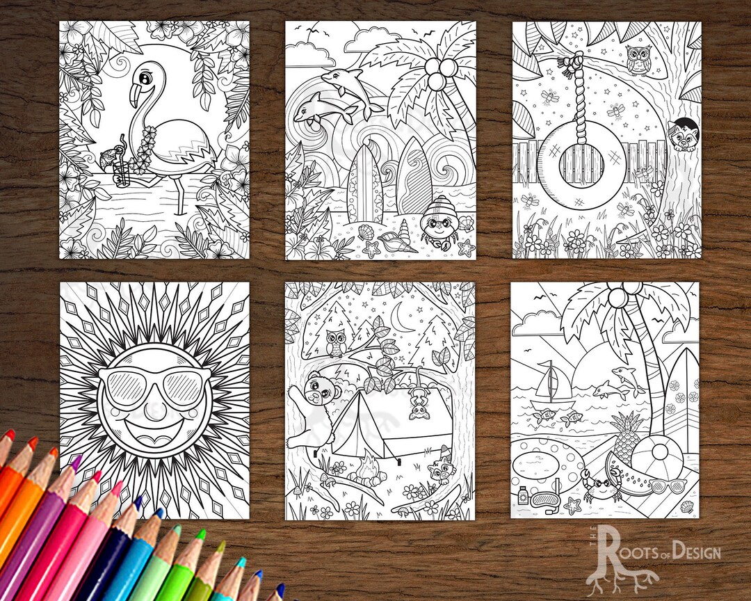INSTANT DOWNLOAD Coloring Page - Summer Beach and Camping Coloring Pack ...