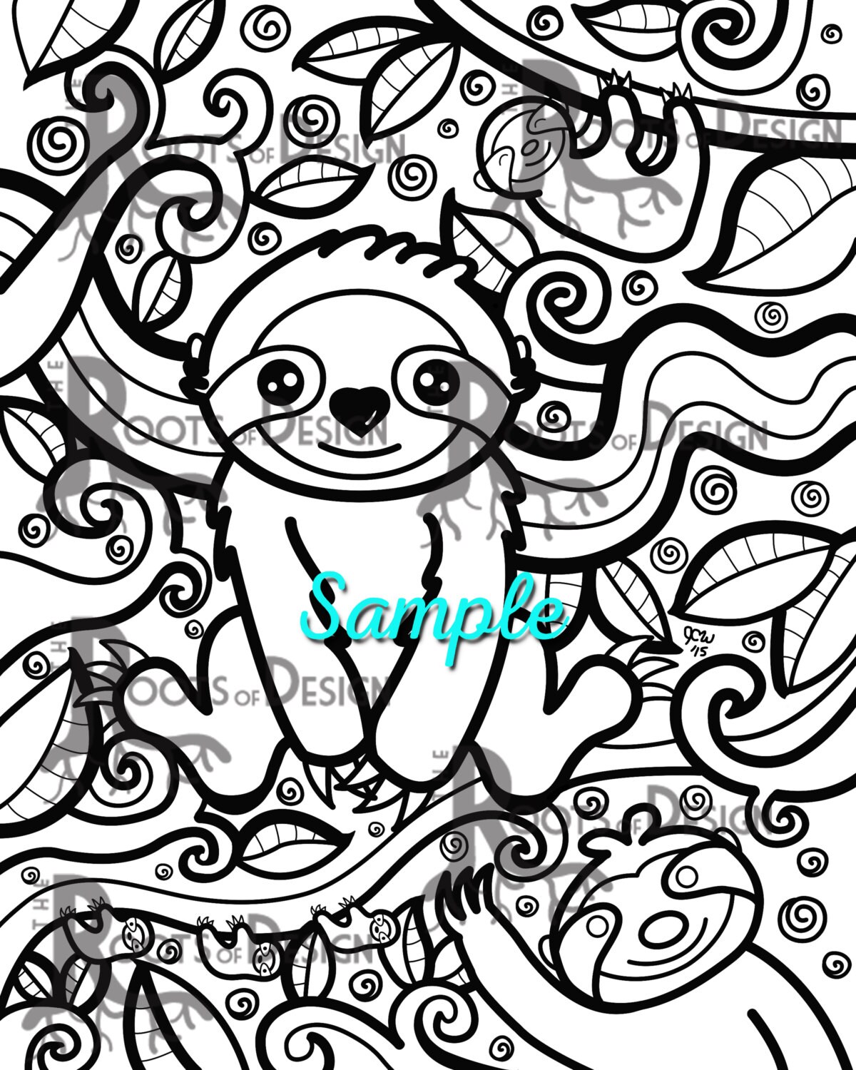 INSTANT DOWNLOAD Coloring Page Sloth Art Coloring Print - Etsy