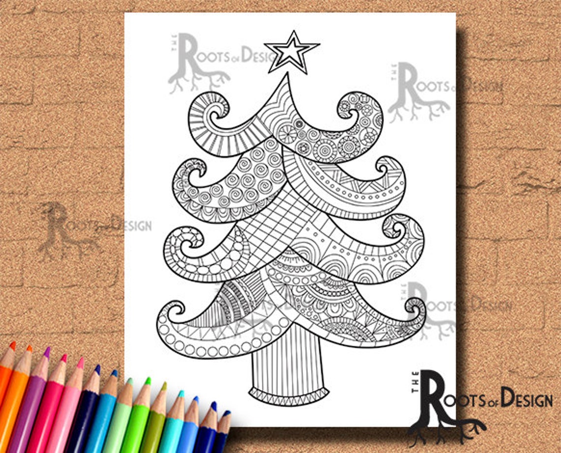 Instant Download Printable Christmas zentangle inspired | Etsy