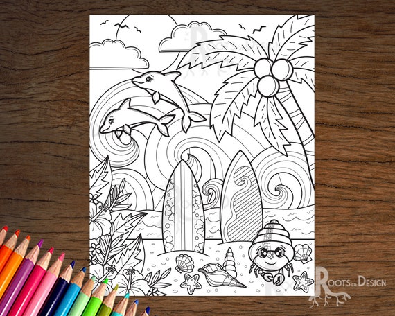 INSTANT DOWNLOAD Coloring Page Summer Fun 2 Doodle Art - Etsy