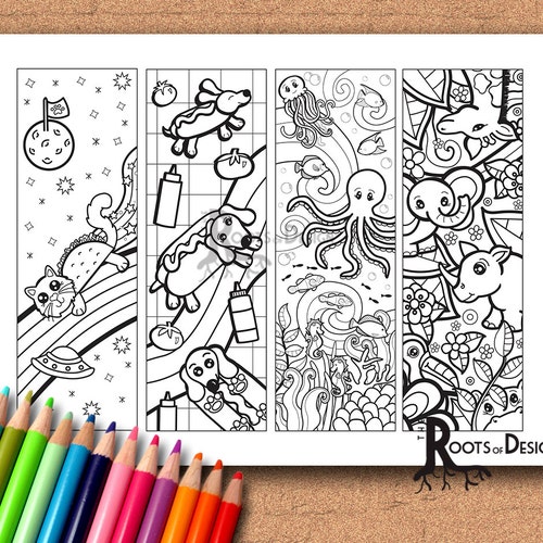 INSTANT DOWNLOAD Coloring Page Color Your Own Fun Bookmarks - Etsy
