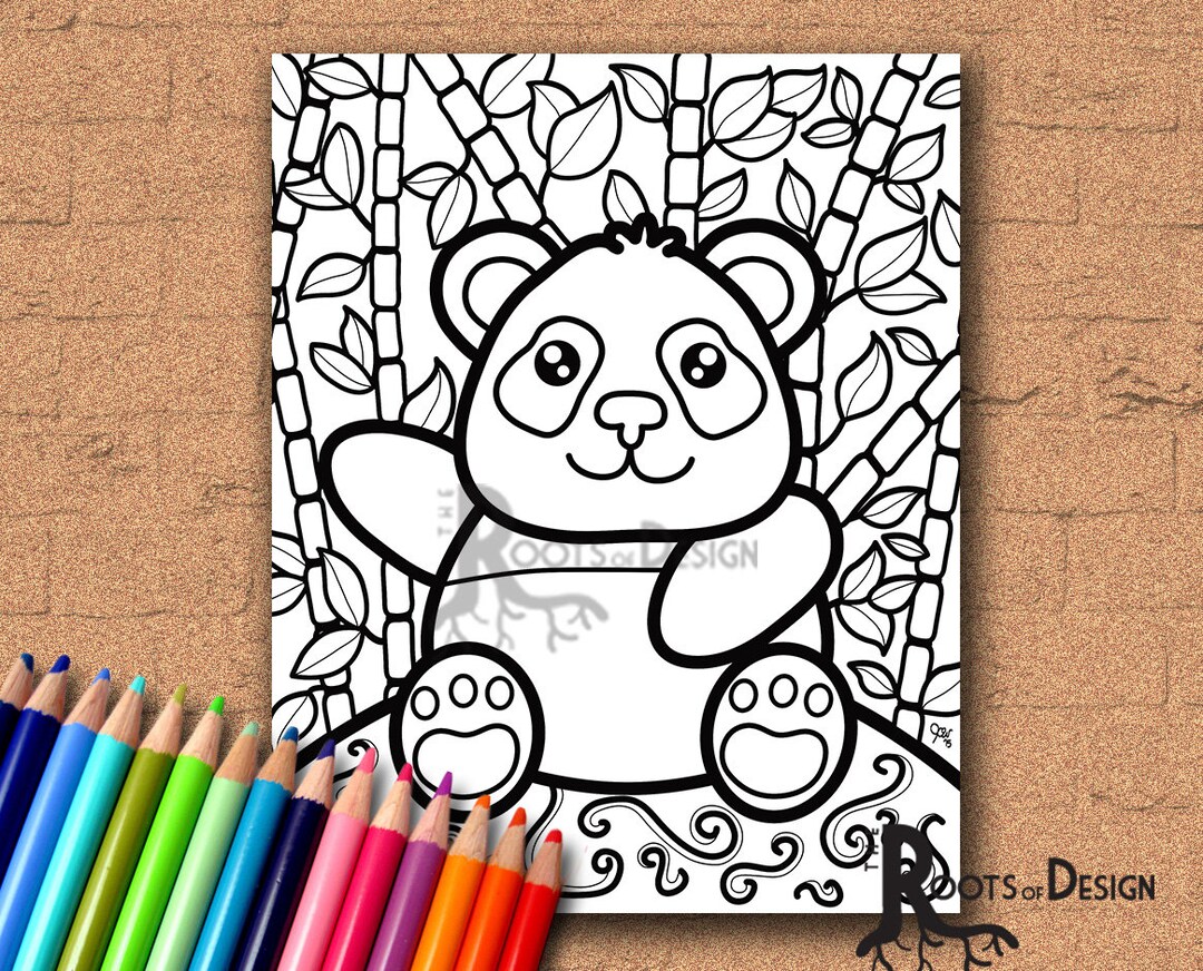 INSTANT DOWNLOAD Coloring Page -panda Coloring Print, Doodle Art ...