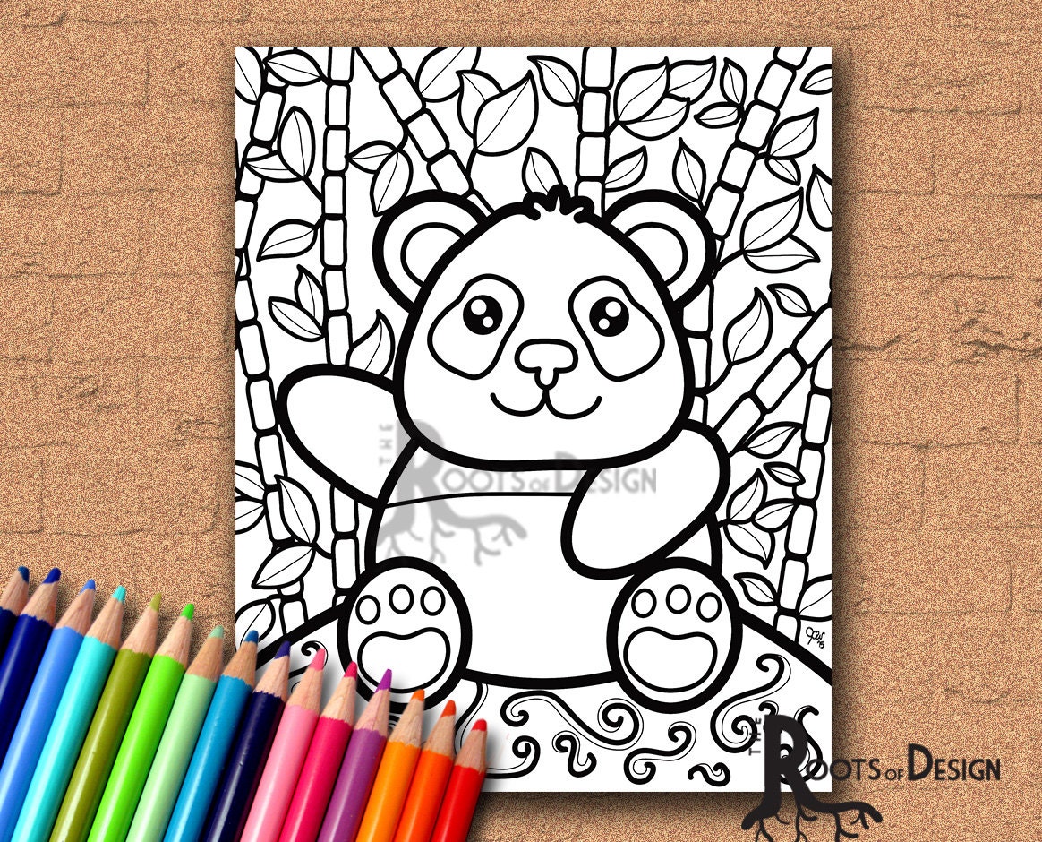 INSTANT DOWNLOAD Coloring Page Panda Coloring Print doodle | Etsy