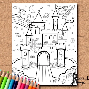 INSTANT DOWNLOAD Coloring Page - Fairy Tale Castle Art Print Zendoodle ...