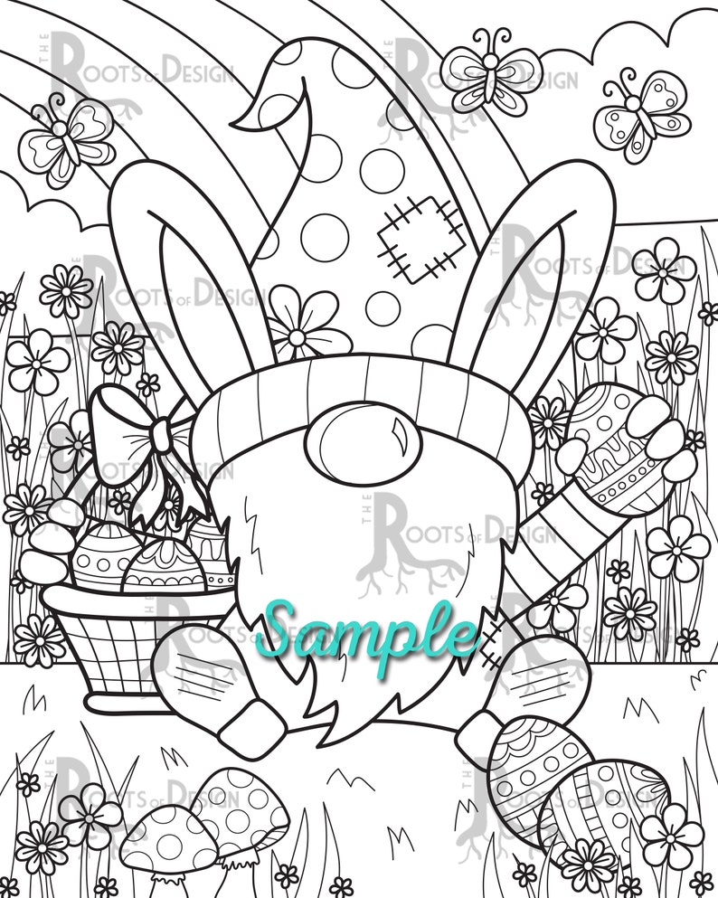 INSTANT DOWNLOAD Coloring Page - Easter Bunny Gnome Bundle Print ...