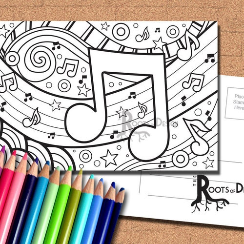 INSTANT DOWNLOAD Coloring Page Music Art Print Zentangle - Etsy