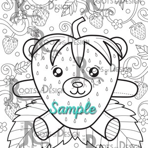 INSTANT DOWNLOAD Cute Strawberry Bear ( Strawbeary) Coloring Coloring ...