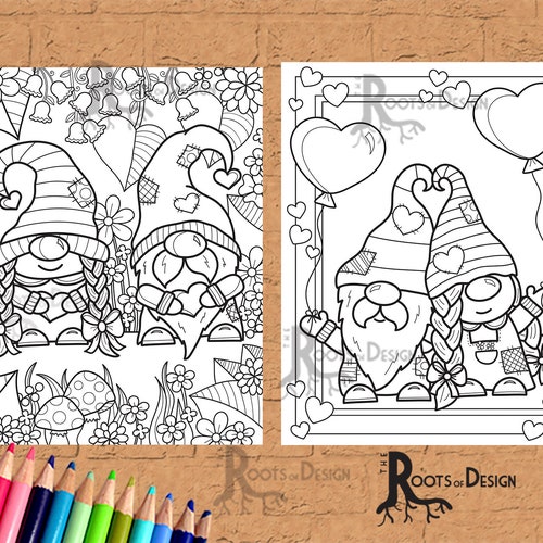 Love Gnome Coloring Page Instant Download Coloring Sheet - Etsy