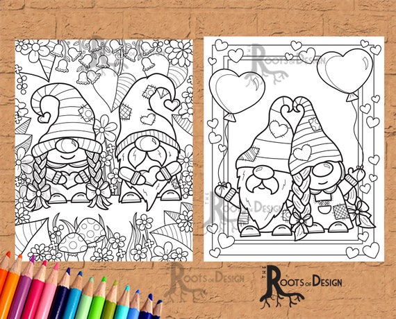 INSTANT DOWNLOAD Coloring Page Gnomes in Love Bundle Print | Etsy Australia