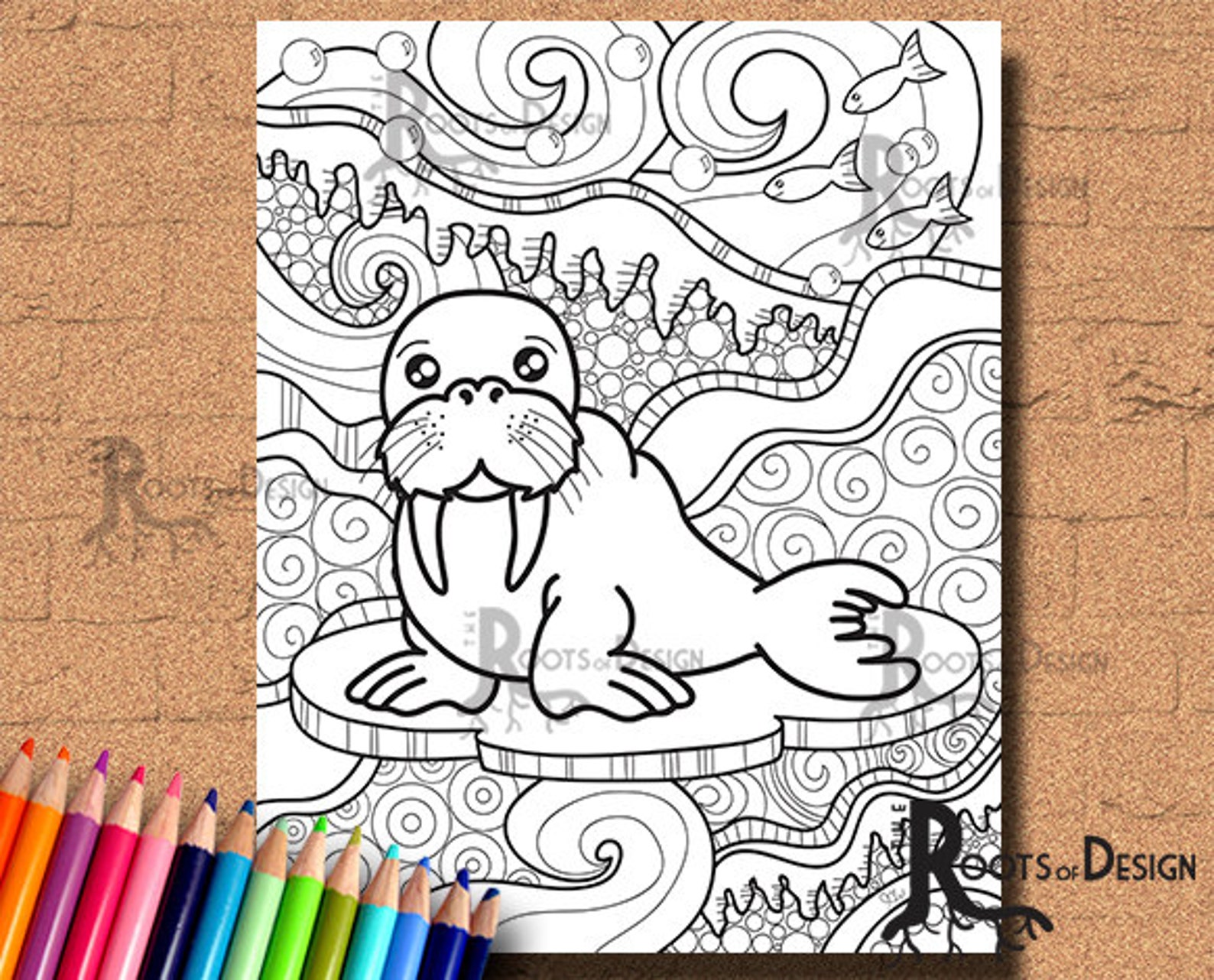 INSTANT DOWNLOAD Coloring Page Walrus Print Doodle Art - Etsy