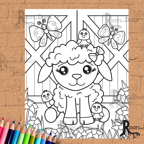 INSTANT DOWNLOAD Coloring Page Lion Lamb Coloring. March - Etsy