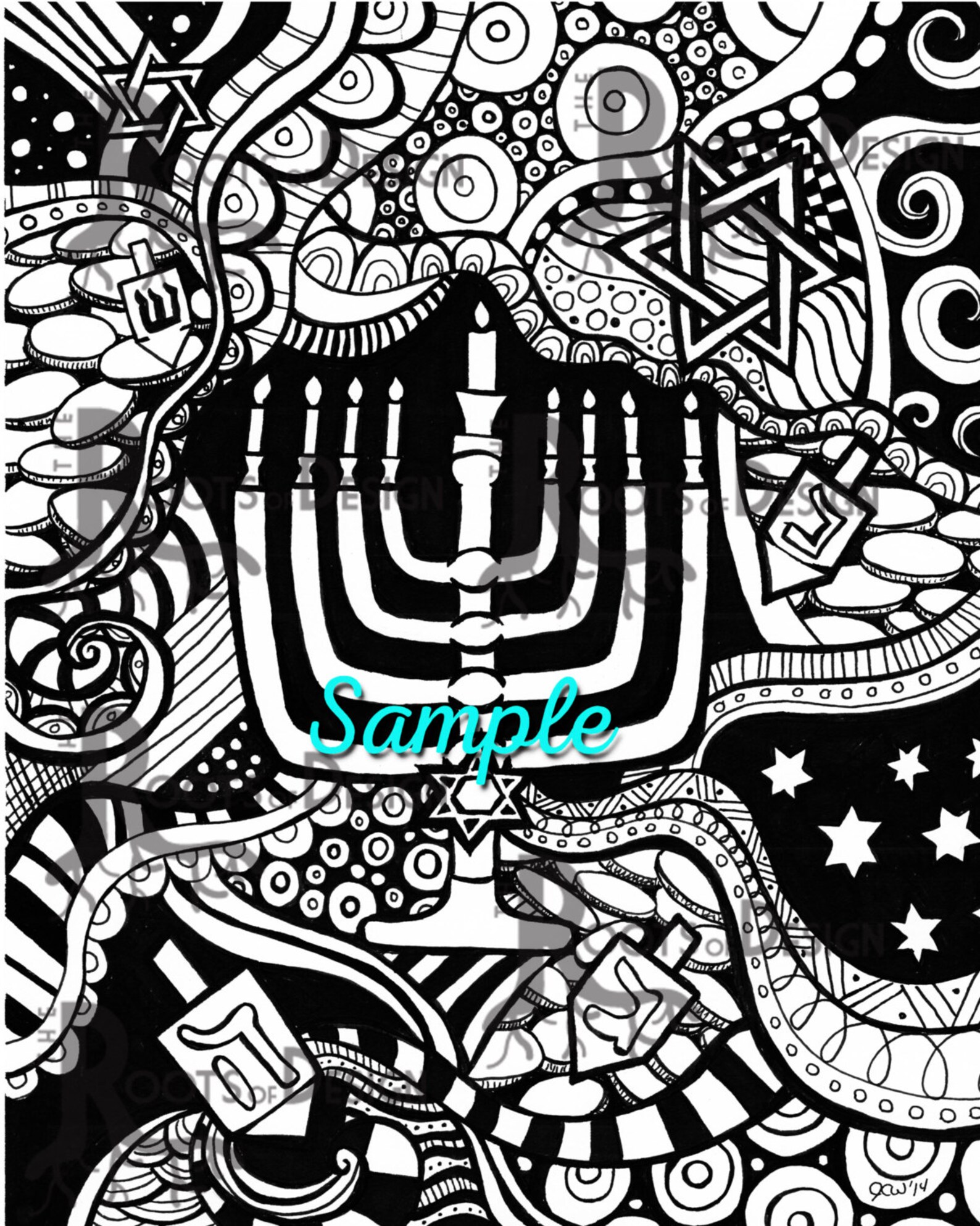 Instant Download-printable Holiday Hanukkah Zentangle Inspired - Etsy