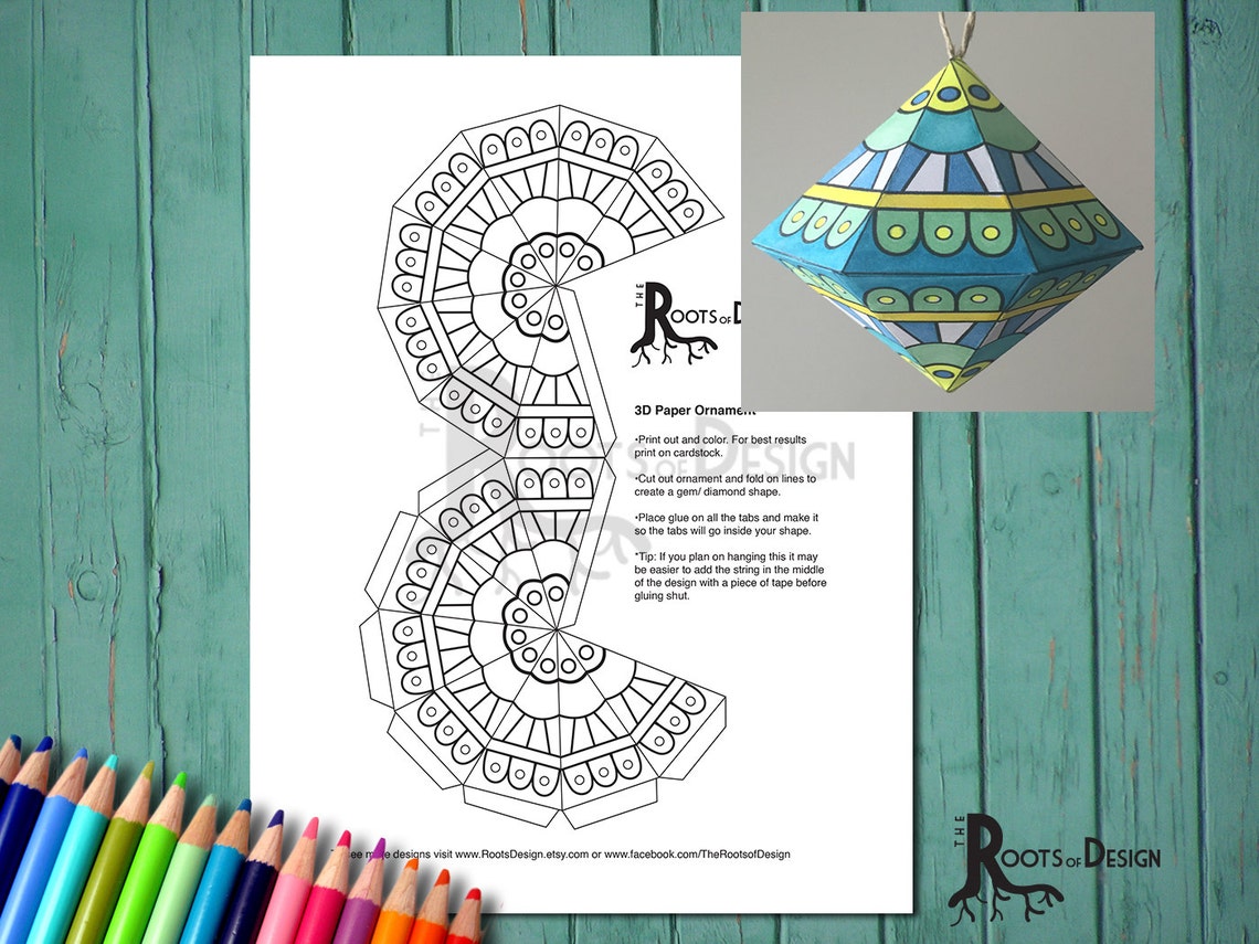 INSTANT DOWNLOAD Coloring Page - Ornament, Color Your Own Ornament ...