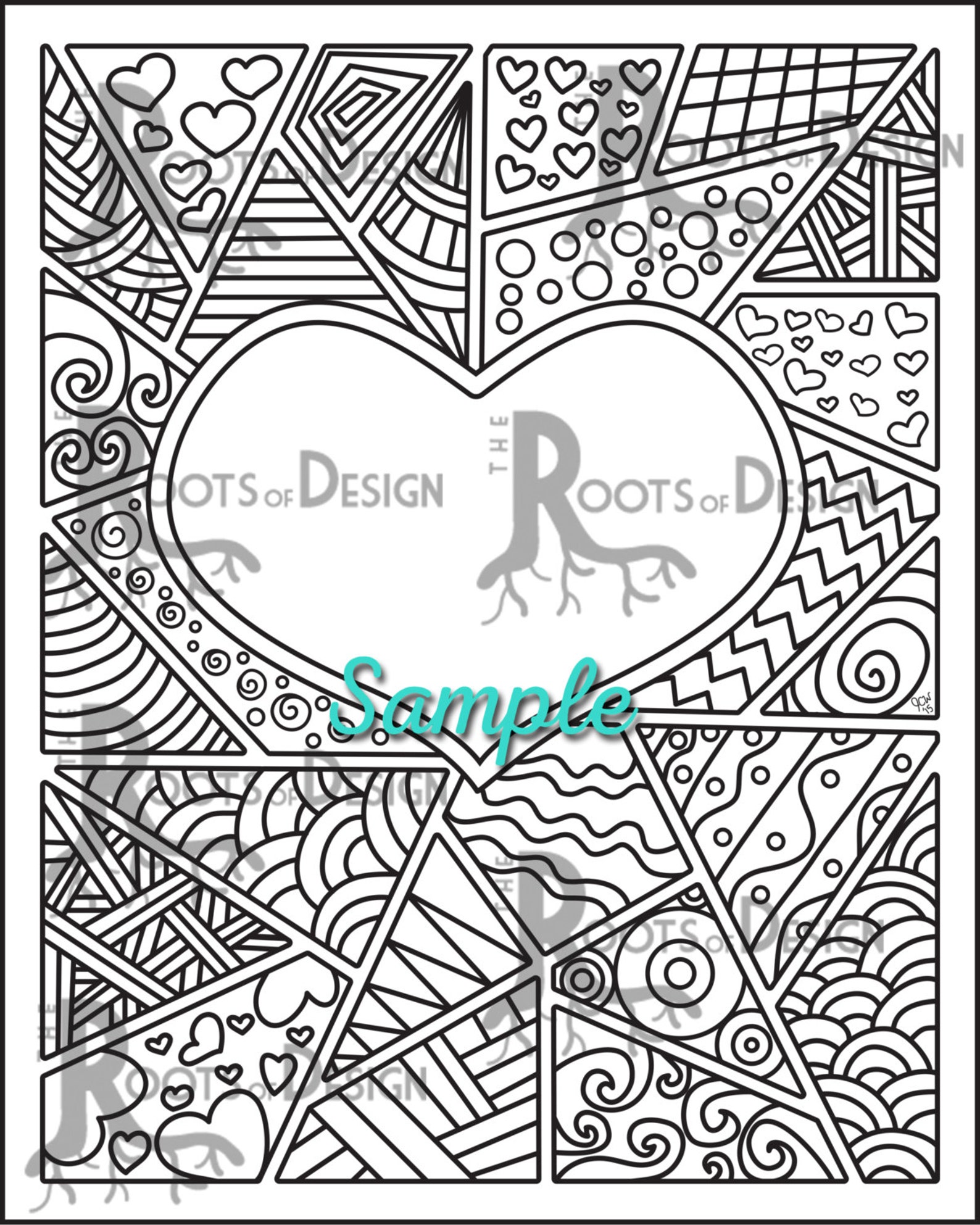 INSTANT DOWNLOAD Coloring Page Doodle Heart Stain Glass - Etsy