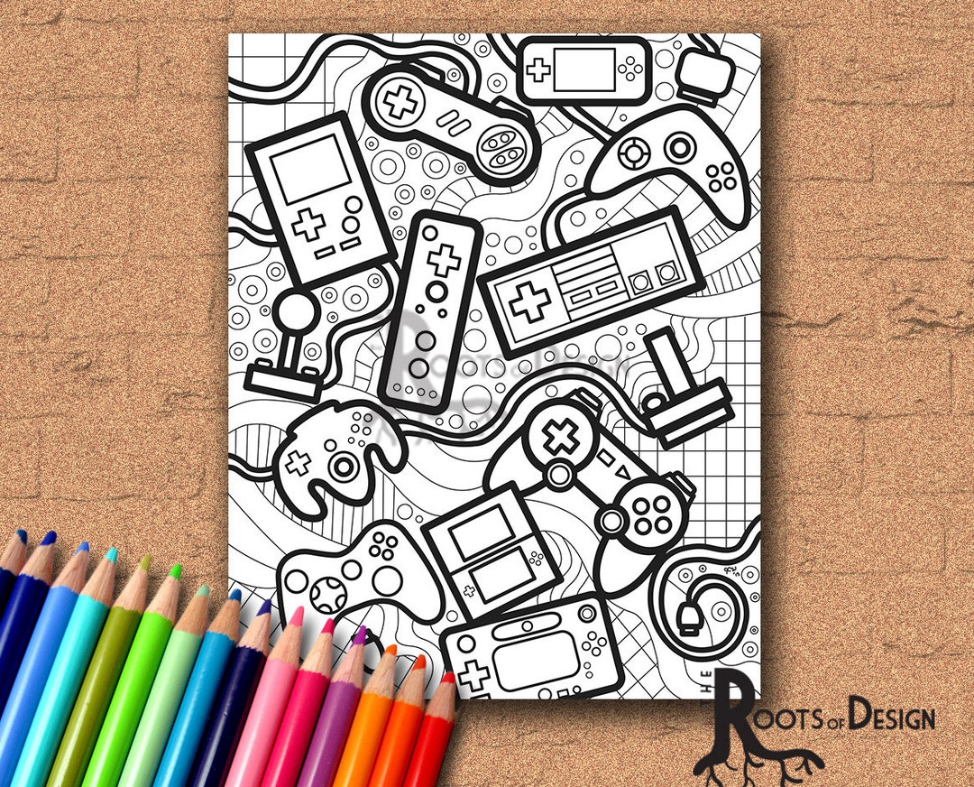 INSTANT DOWNLOAD Coloring Page - Video Game Controllers Zentangle ...