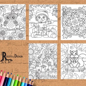 INSTANT DOWNLOAD Coloring Page - Autumn / Fall Coloring Pack, Doodle ...