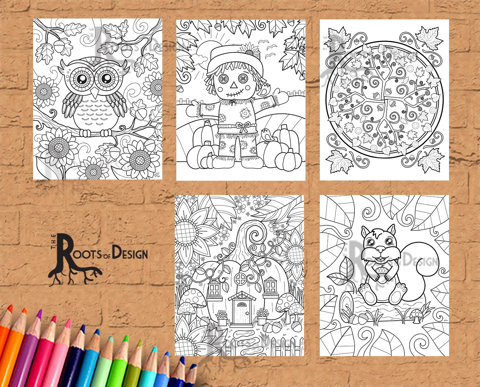 INSTANT DOWNLOAD Coloring Page - Autumn / Fall Coloring Pack, Doodle ...