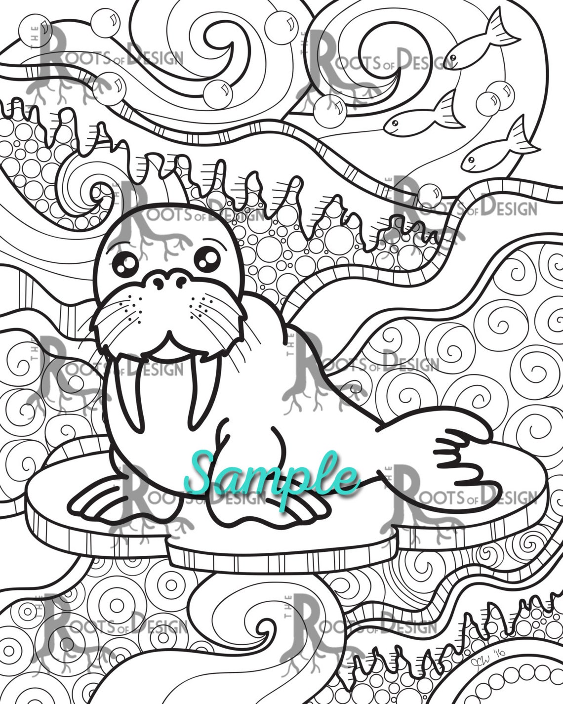 INSTANT DOWNLOAD Coloring Page Walrus Print Doodle Art - Etsy