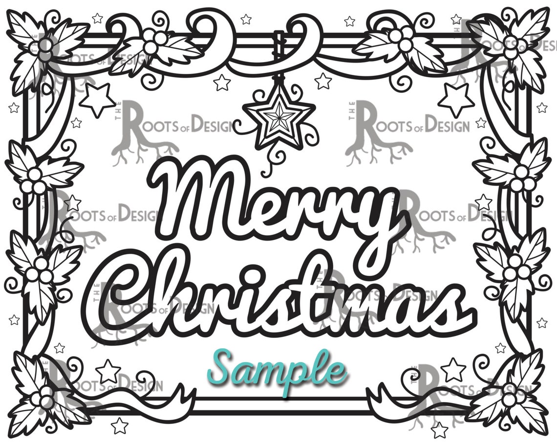 INSTANT DOWNLOAD Merry Christmas Page Print, Doodle Art, Printable - Etsy