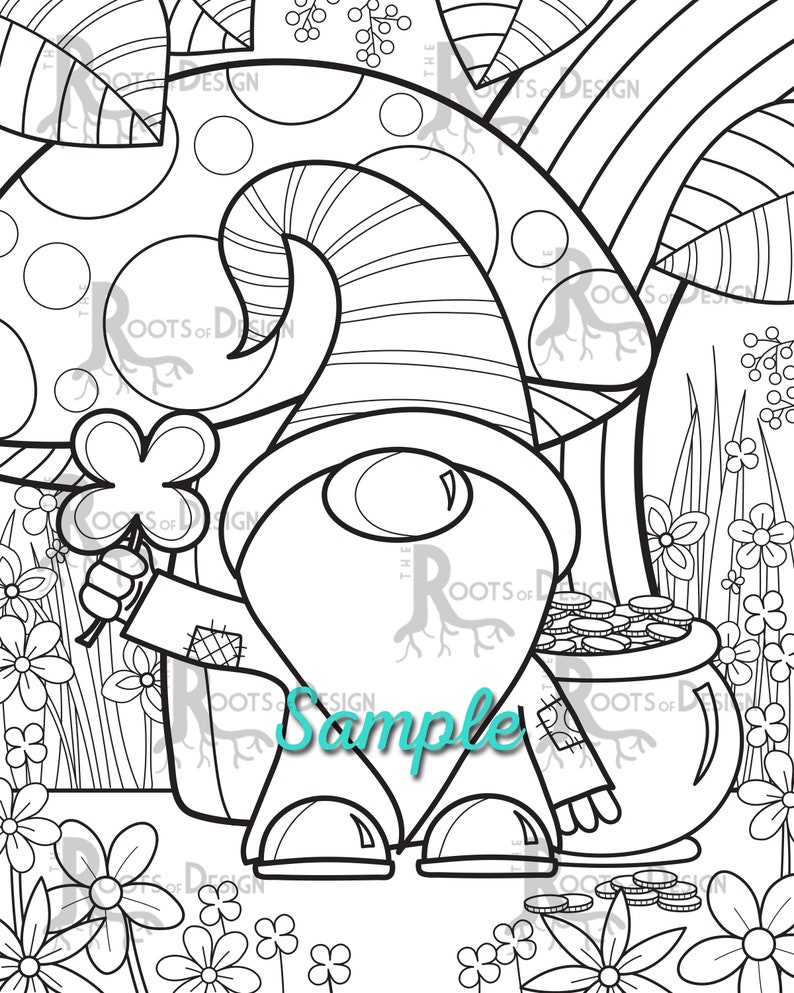 INSTANT DOWNLOAD Coloring Page St. Patrick's Day Gnome - Etsy