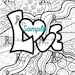 INSTANT DOWNLOAD Coloring Page - Love Word Art Print Zentangle Inspired ...