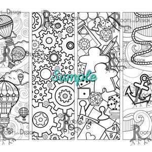 INSTANT DOWNLOAD Coloring Page - Color Your Own Fun Bookmarks, Doodle ...