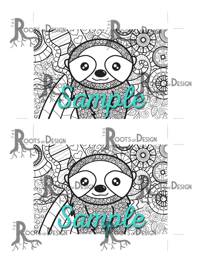 INSTANT DOWNLOAD Coloring Postcard Page Bundle Color your | Etsy