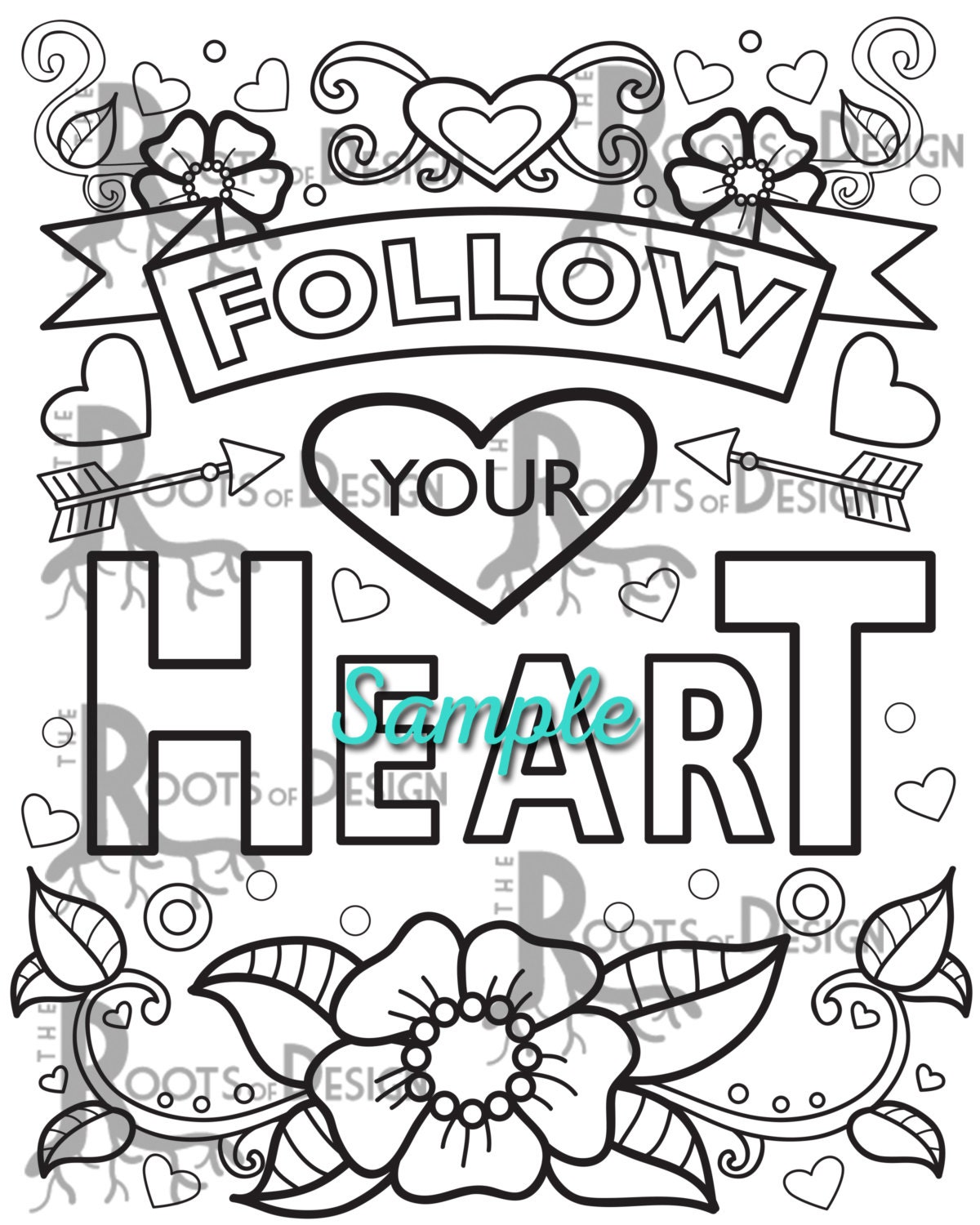 INSTANT DOWNLOAD Coloring Page Follow Your Heart Quote - Etsy