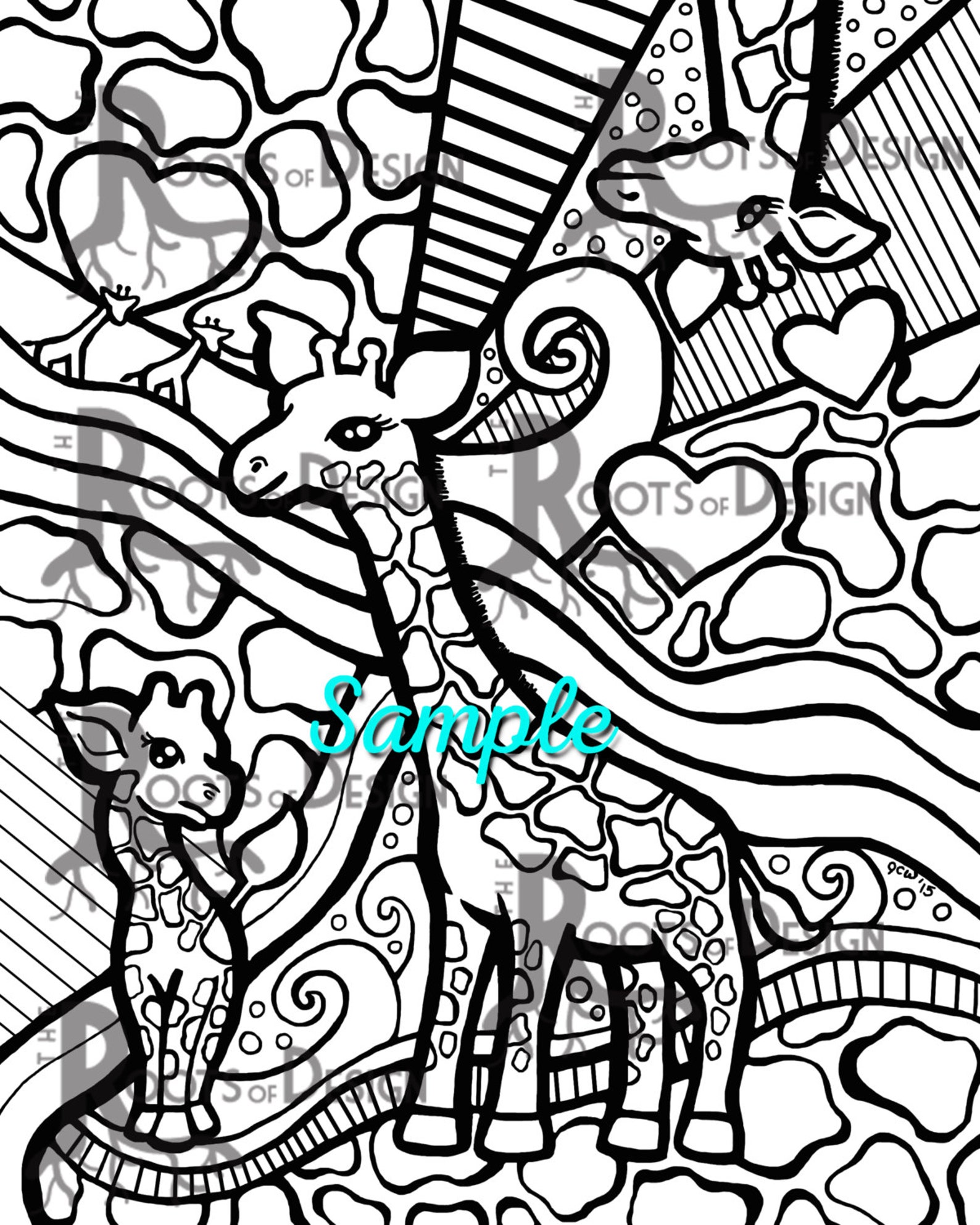 INSTANT DOWNLOAD Coloring Page Giraffe Art Print Zentangle - Etsy