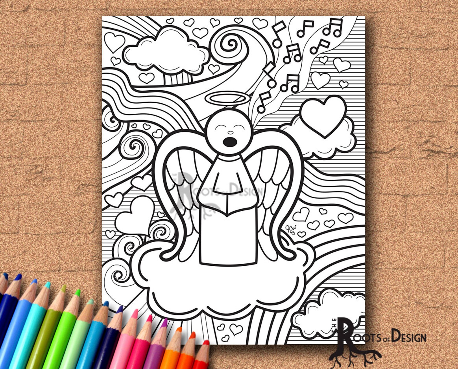 INSTANT DOWNLOAD Coloring Page Angel Doodle Coloring Print | Etsy