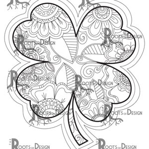 INSTANT DOWNLOAD Coloring Page - Shamrock / Clover Print 4 Zentangle ...