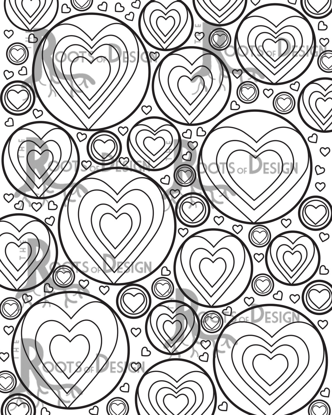 INSTANT DOWNLOAD Coloring Page hearts in Circles Art Coloring - Etsy