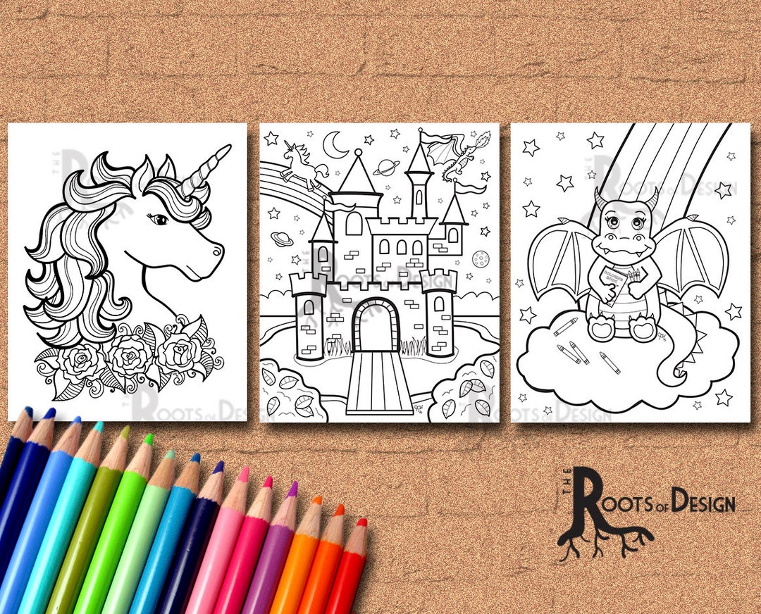 Instant Download- Fairy Tale Coloring Page Bundle - Coloring Page or ...