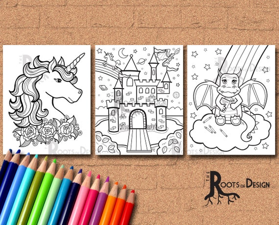 Instant Download Fairy Tale Coloring Page Bundle Coloring - Etsy