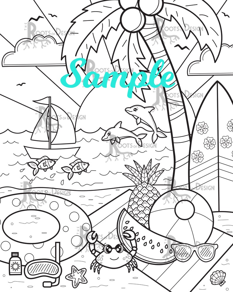 INSTANT DOWNLOAD Coloring Page Summer Fun 4 Doodle Art - Etsy
