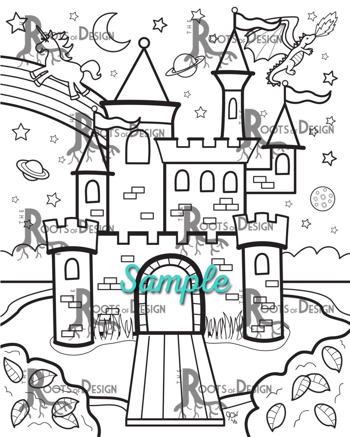 INSTANT DOWNLOAD Coloring Page Fairy Tale Castle Art Print | Etsy