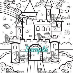 INSTANT DOWNLOAD Coloring Page - Fairy Tale Castle Art Print Zendoodle ...