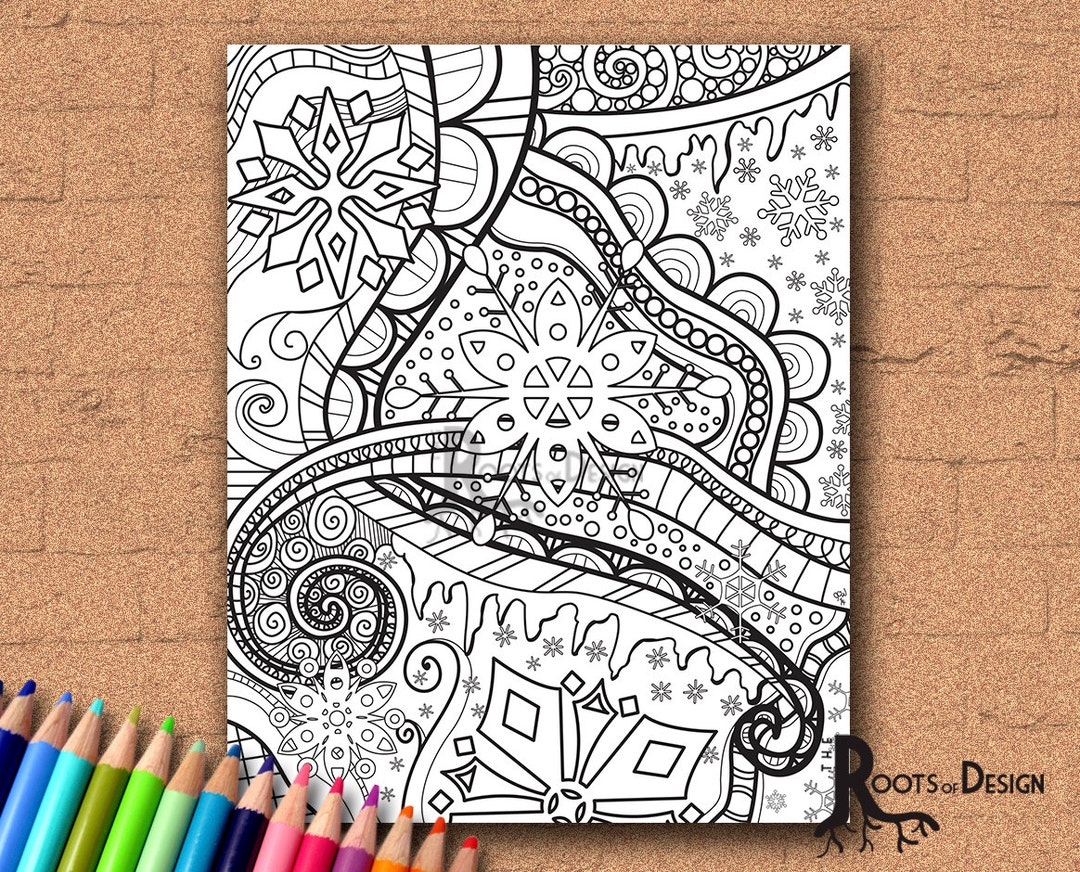 INSTANT DOWNLOAD Coloring Page - Snowflake Doodle/ Zendoodle Inspired ...