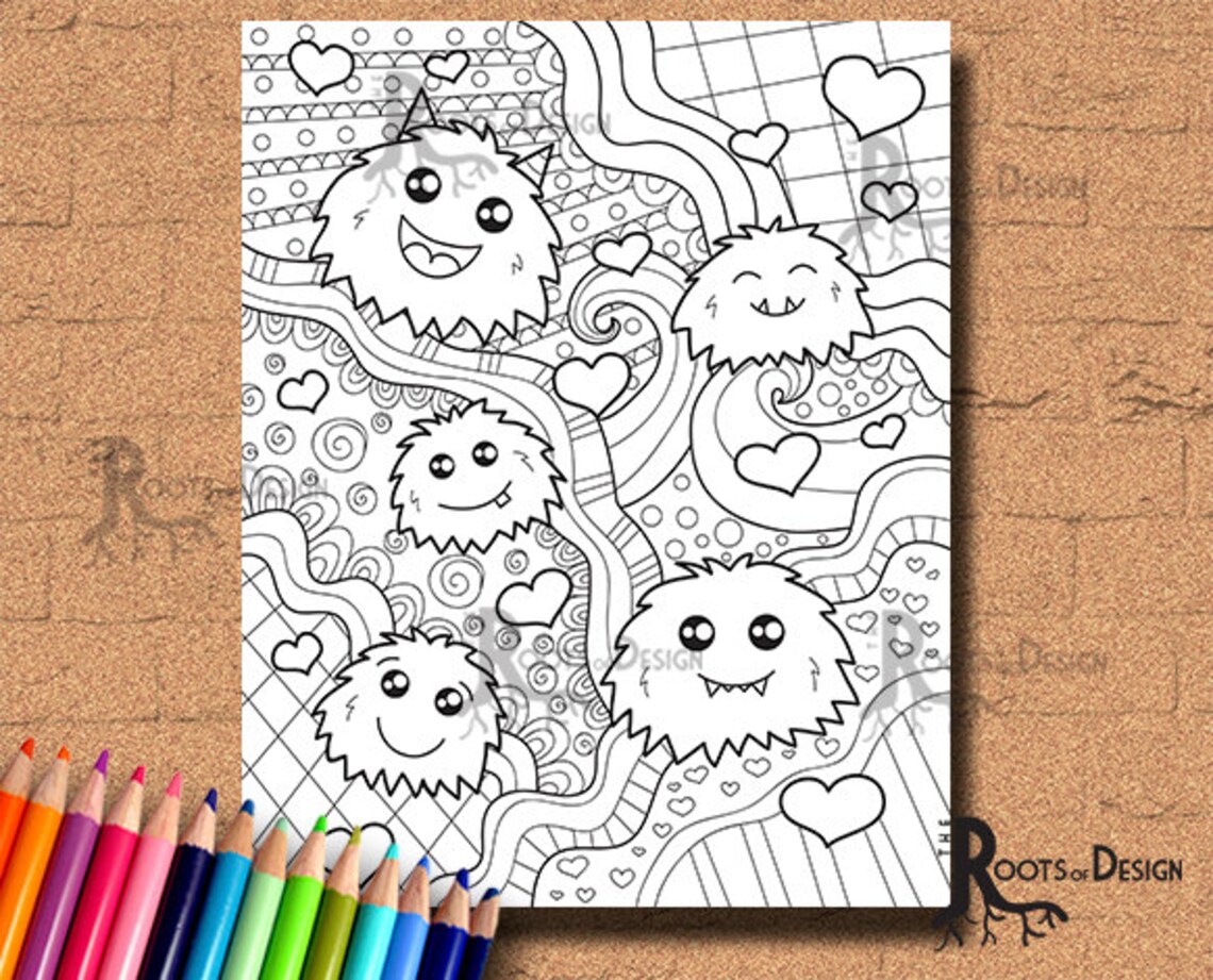 INSTANT DOWNLOAD Cute Warm Fuzzies Coloring Coloring Page - Etsy