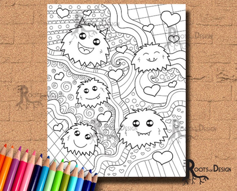 INSTANT DOWNLOAD Cute Warm Fuzzies Coloring Coloring Page - Etsy