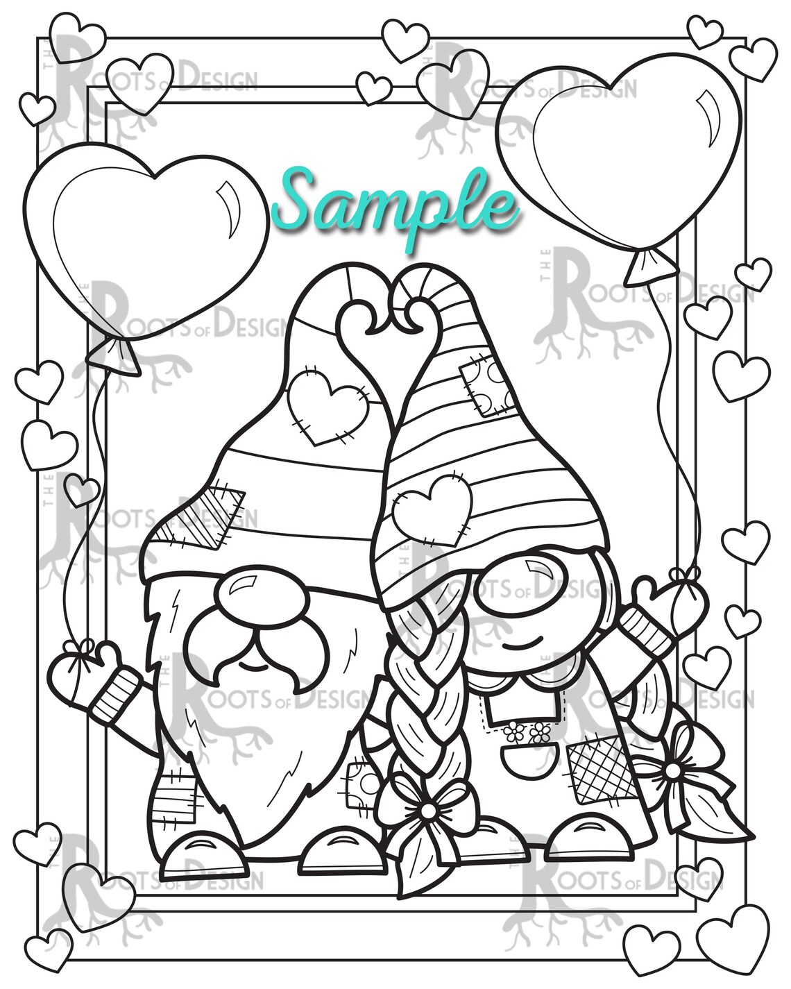 INSTANT DOWNLOAD Coloring Page - Gnomes in Love Bundle Print, Doodle ...