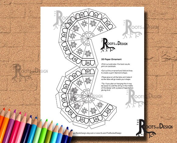 INSTANT DOWNLOAD Coloring Page - Ornament 2, Color Your Own Ornament ...