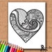 INSTANT DOWNLOAD Coloring Page - Heart / Valentine's Day Art Print ...