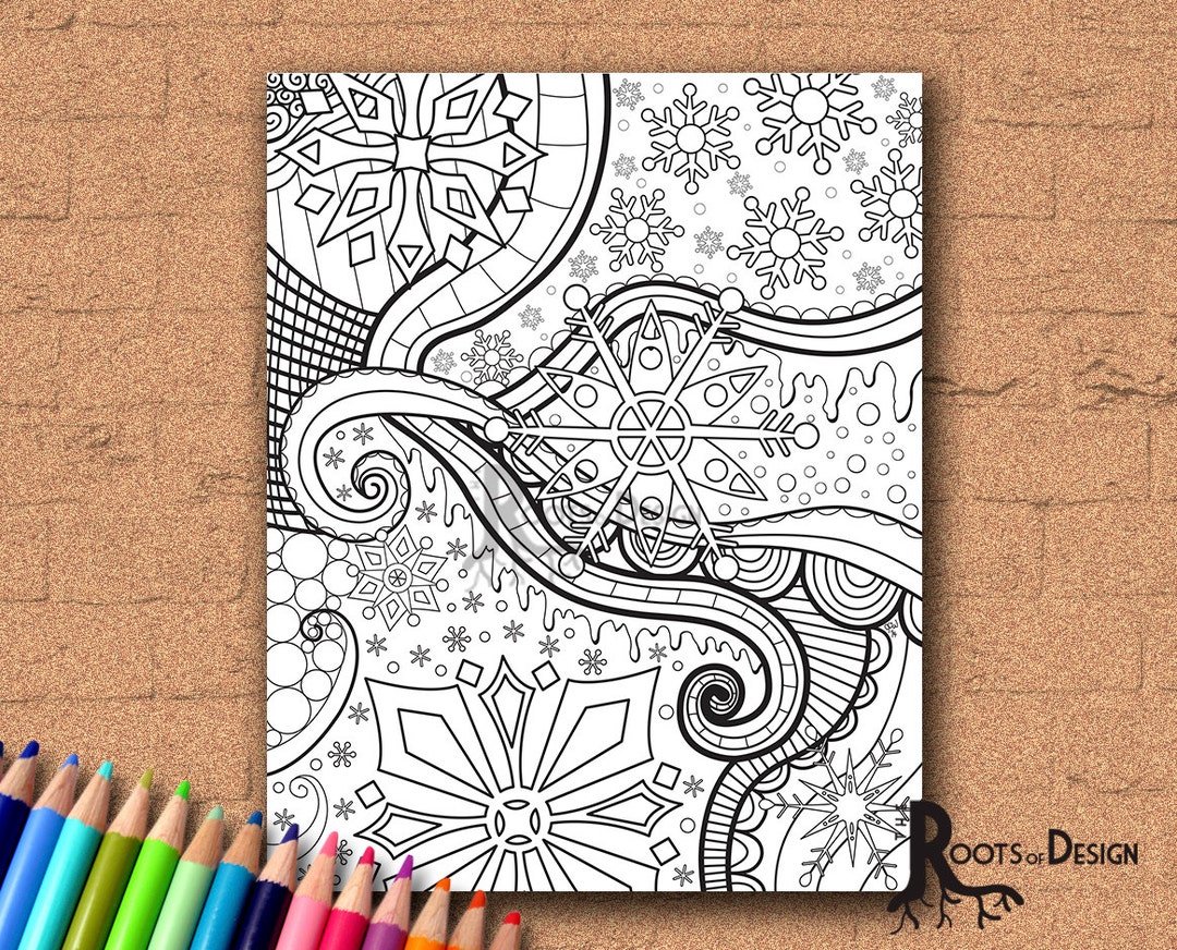 INSTANT DOWNLOAD Coloring Page - Snowflake Doodle/ Zendoodle Inspired ...
