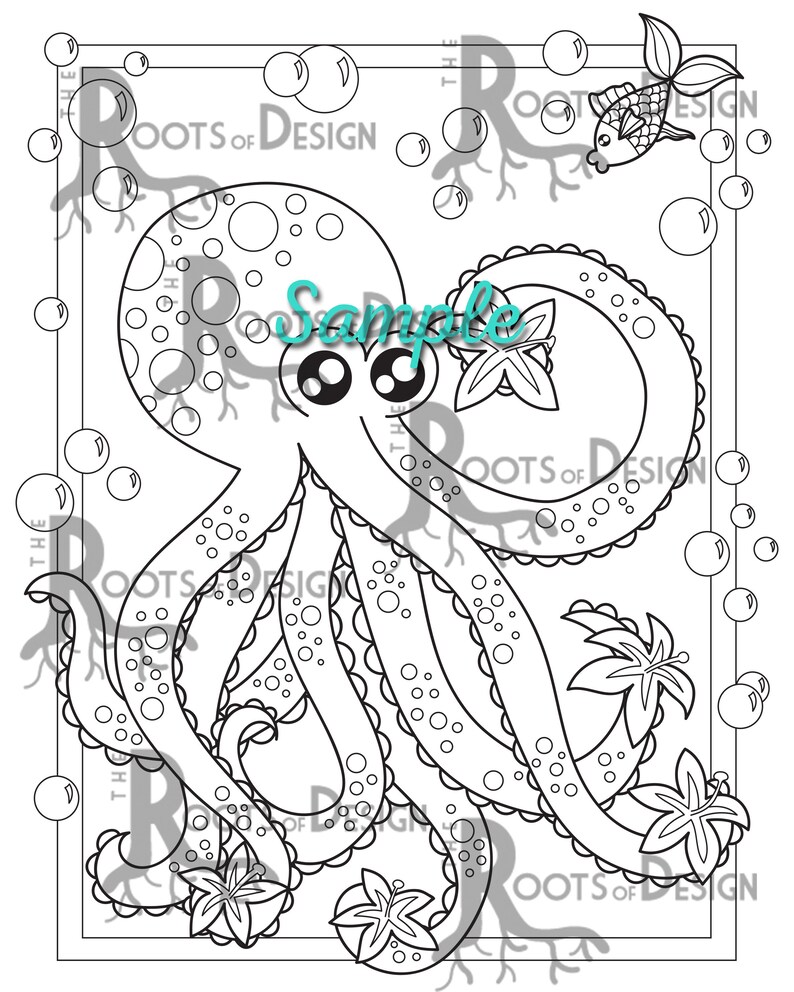 INSTANT DOWNLOAD Coloring PAGE Octopus With Flowers Page - Etsy