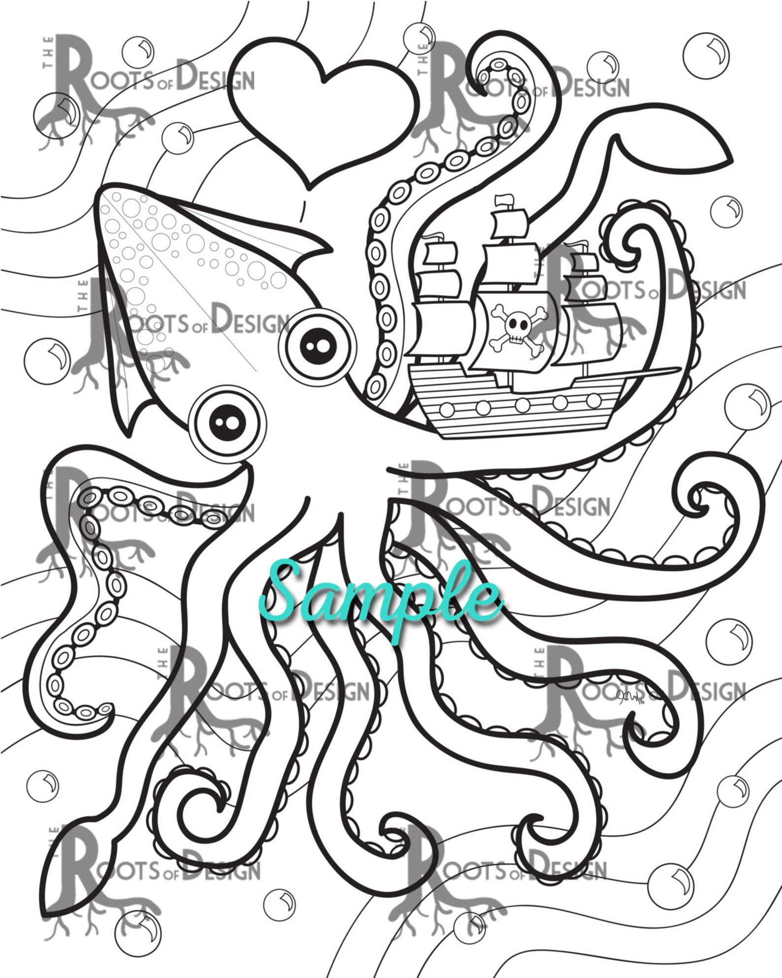 INSTANT DOWNLOAD Coloring Kraken Art Coloring Print Doodle - Etsy