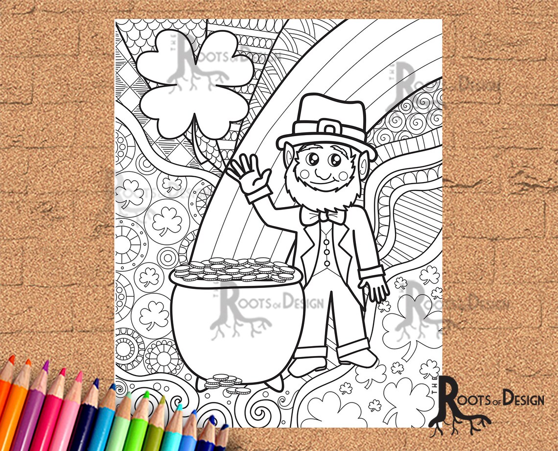 INSTANT DOWNLOAD Coloring Page - St. Patrick's Day Leprechaun Print ...