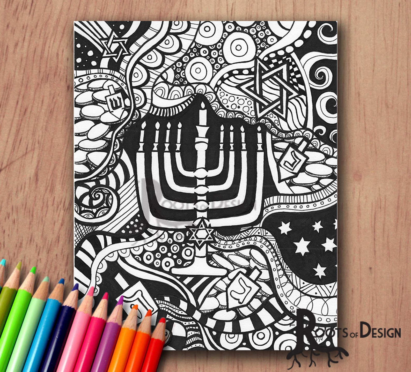 Instant Download-printable Holiday Hanukkah Zentangle Inspired - Etsy